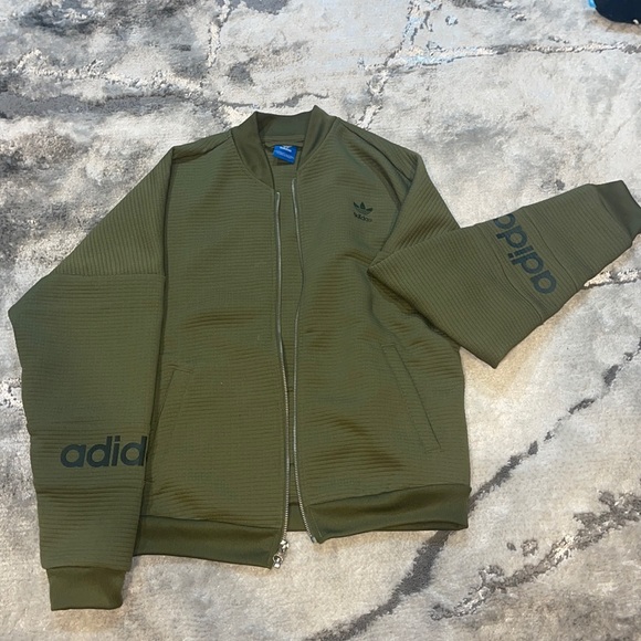 adidas | Jackets & Coats | Adidias Three Stripes Army Green Jacket ...